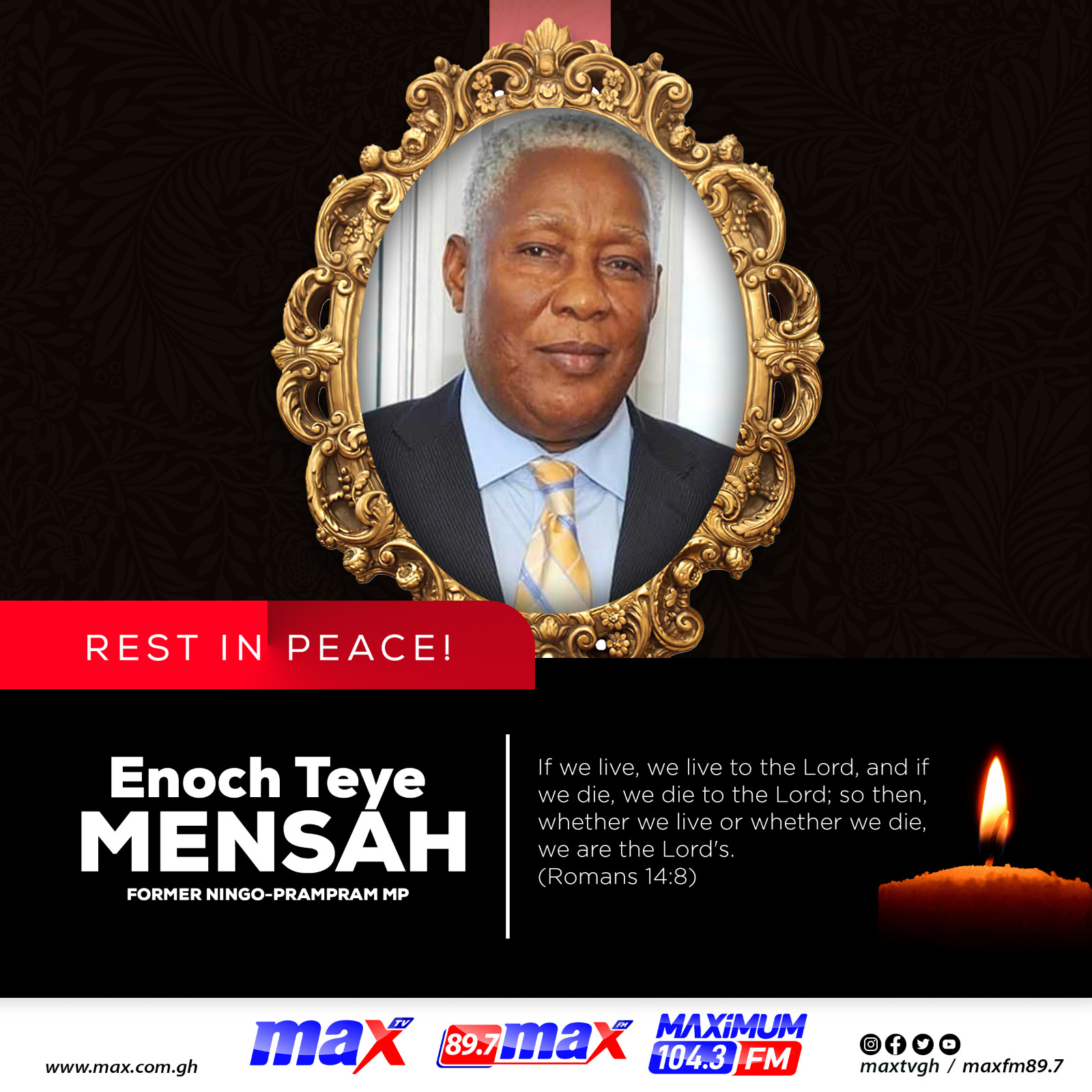 Former Youth and Sports Minister, E.T Mensah passes on..............