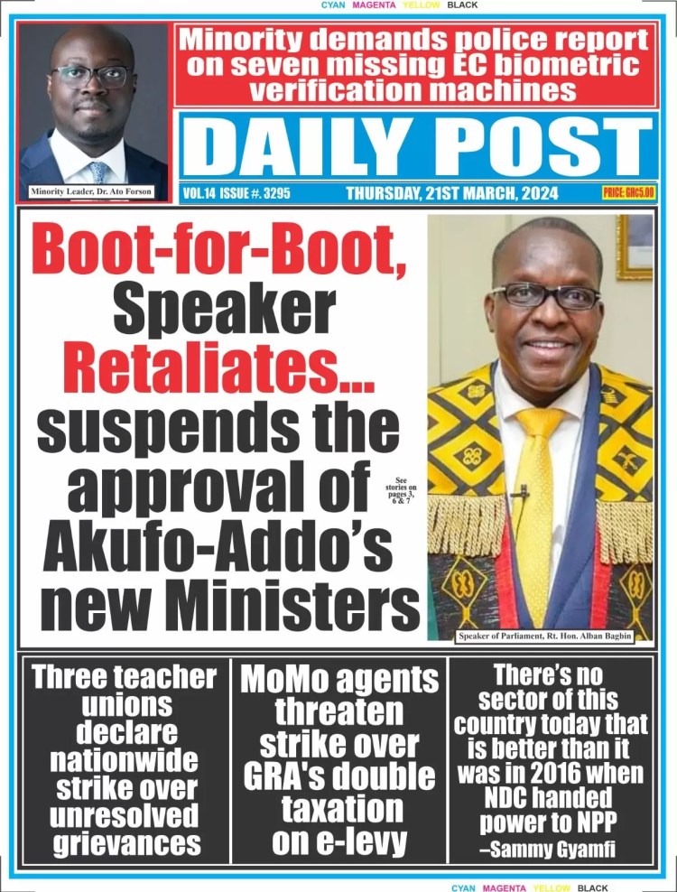 #MaxNewspaperHeadlines: Today’s front pages – Thursday, March 21, 2024