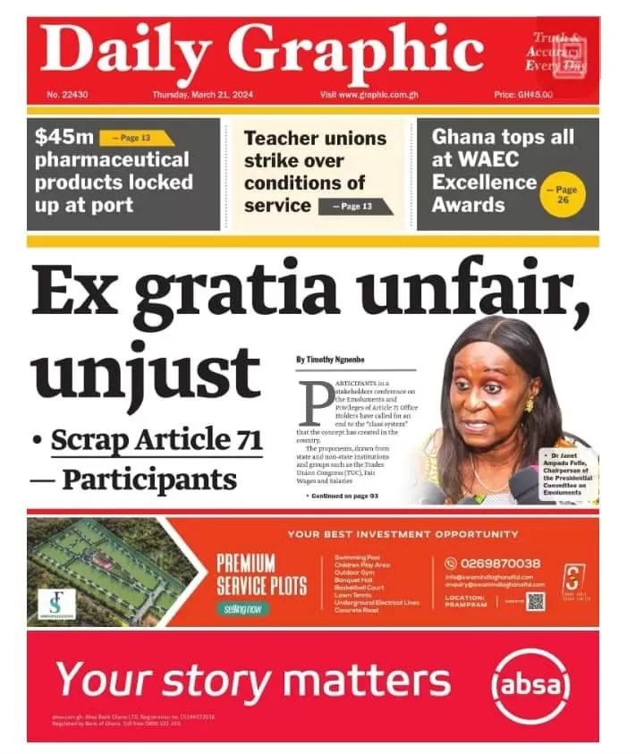 #MaxNewspaperHeadlines: Today’s front pages – Thursday, March 21, 2024